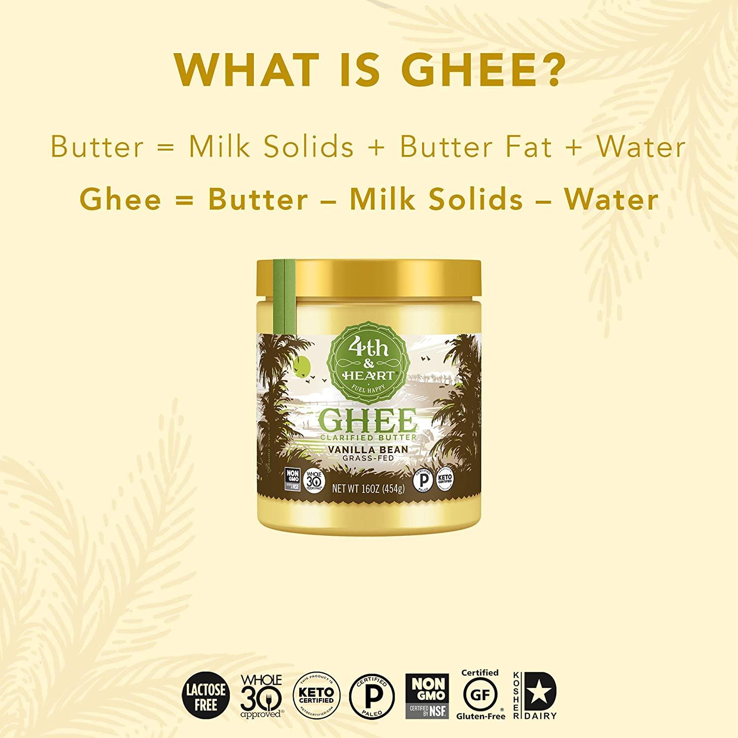 4th & Heart Vanilla Bean Ghee - Grass-Fed Clarified Butter 16 oz ...