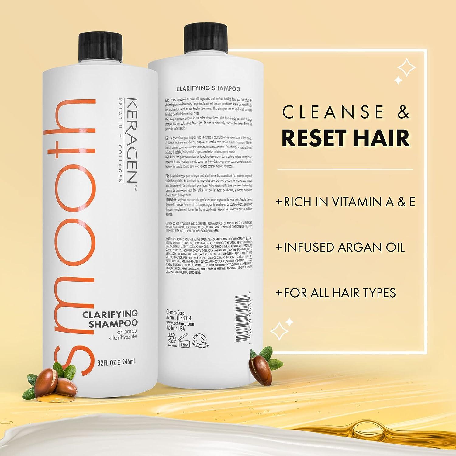 Keragen Hair Clarifying Shampoo 32 oz - Gentle Deep Cleansing Formula ...