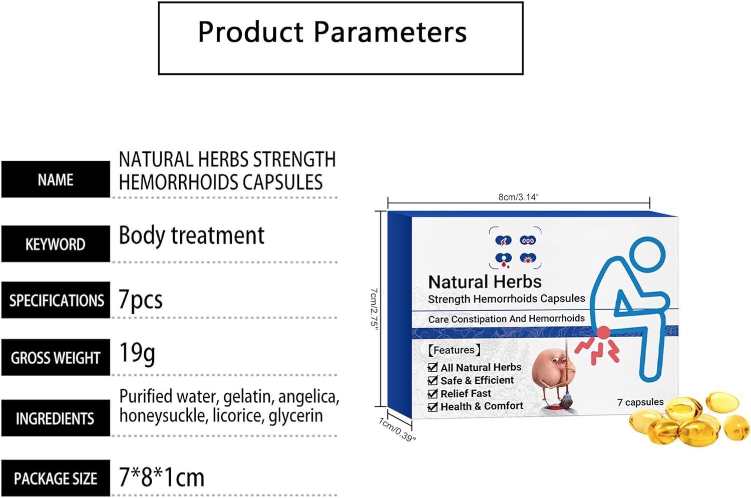 Herbal Hemorrhoid Relief Capsules - Natural Strength Formula (3 pcs)