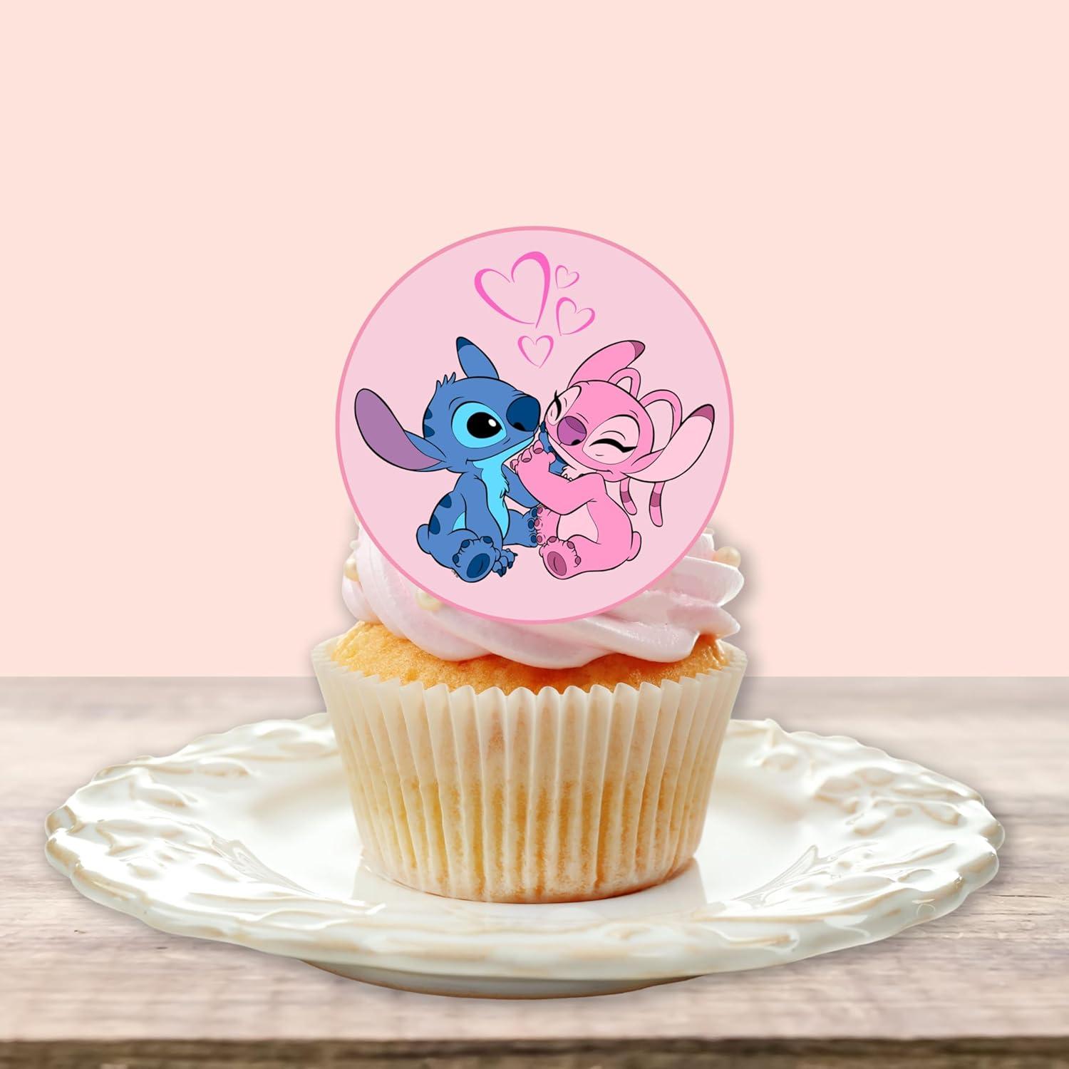 24 Stitch And Angel Cupcake Toppers Edible Stitch Cake Topper Stitch ...