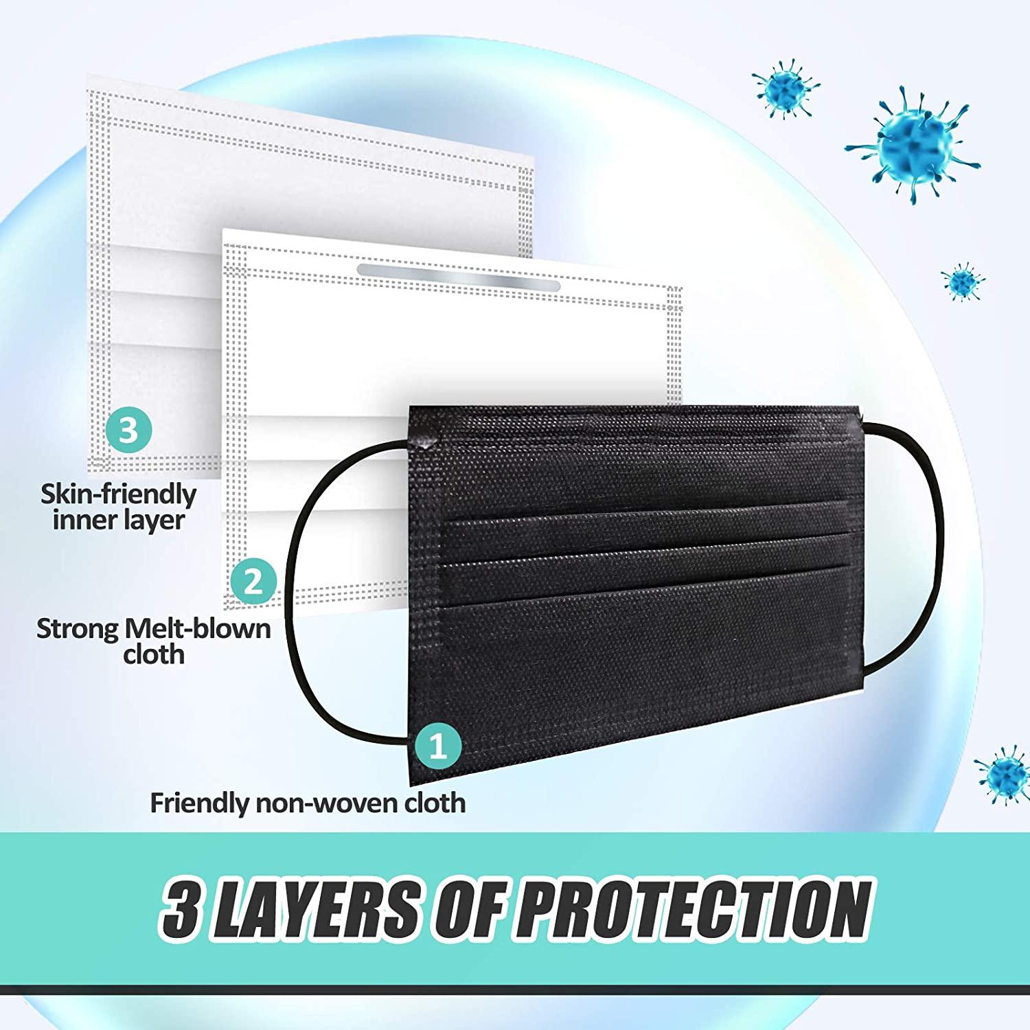 Black Disposable Face Masks 3-Layer Medical Grade - 50 Pack | Buy Now ...