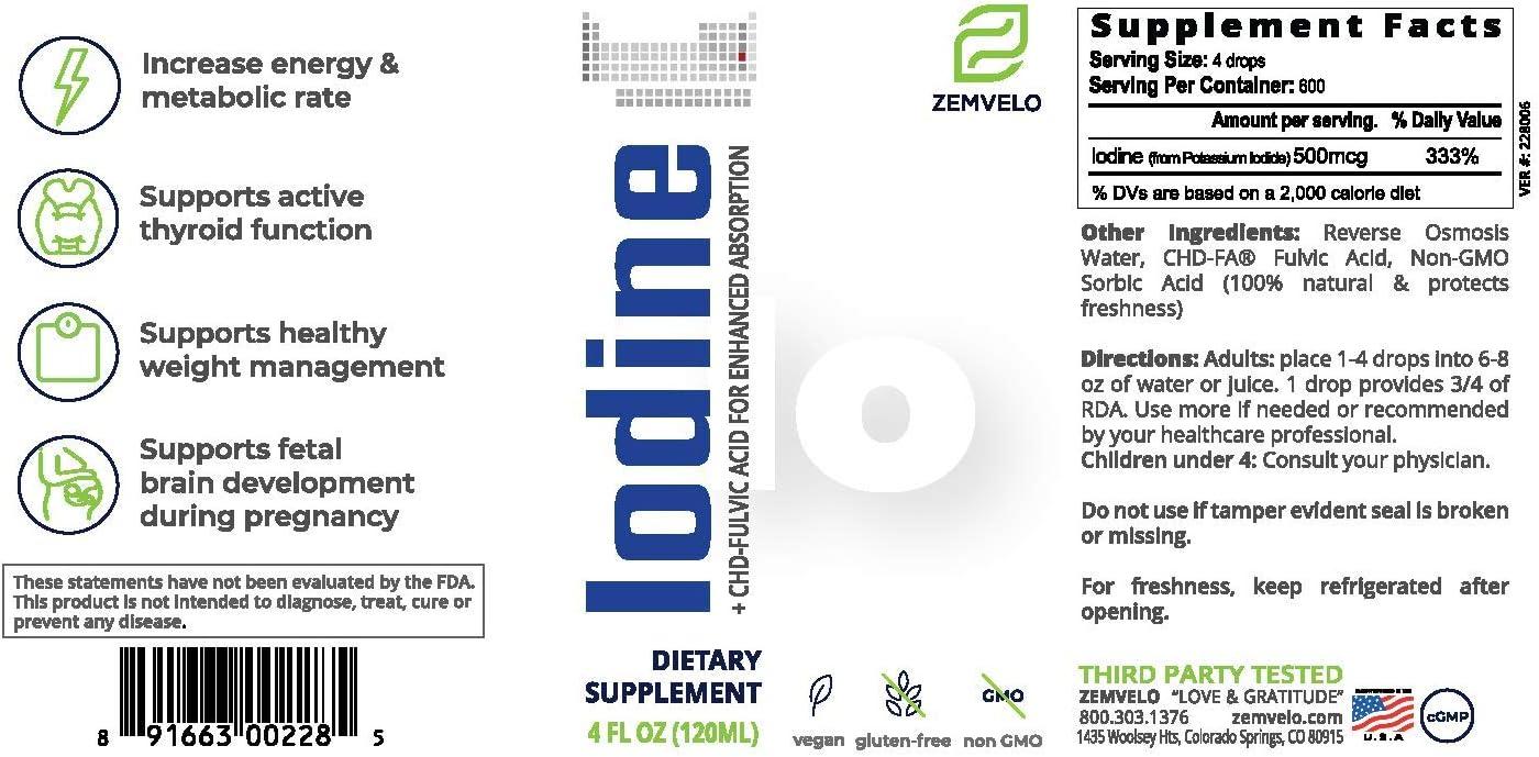 Liquid Iodine Drops | 800 Servings | Thyroid Support, Energy ...
