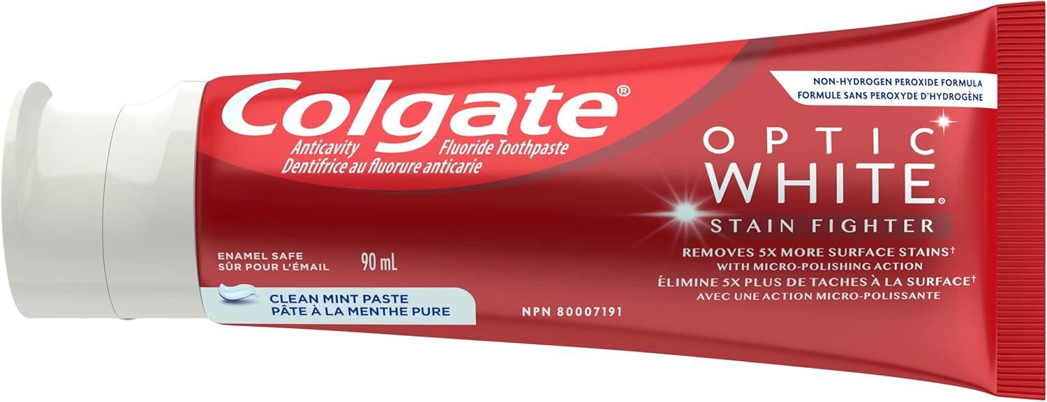 Colgate Optic White Stain Fighter Teeth Whitening Toothpaste Clean Mint ...