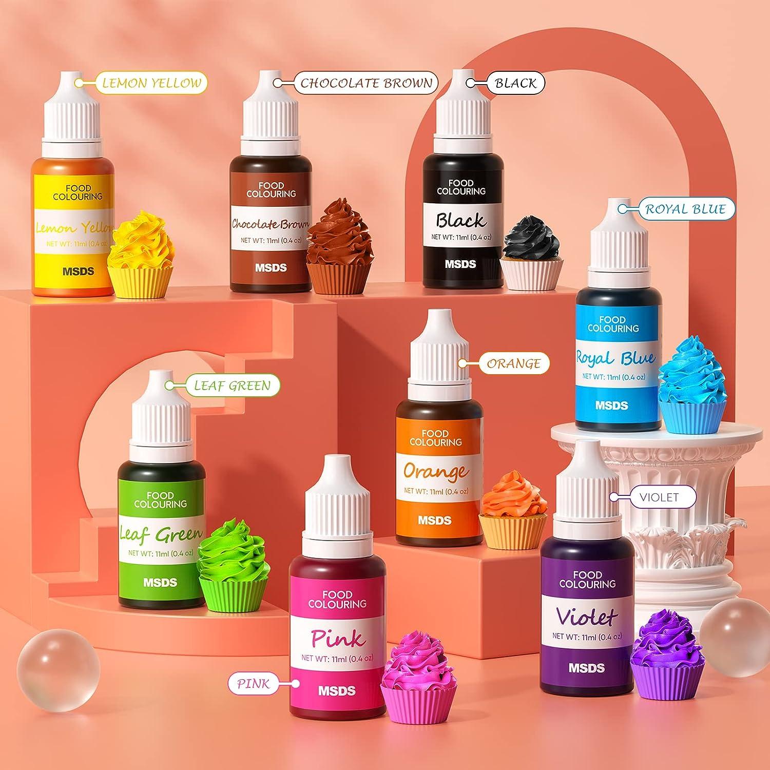 Wayin 8 Color Cake Food Coloring Liquid - Edible Vegan Dye for Baking ...