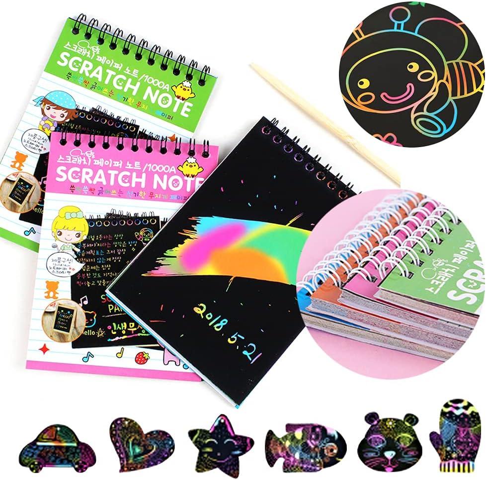 16 Pack Scratch Arts & Crafts Notebooks for Kids with Stencils and ...