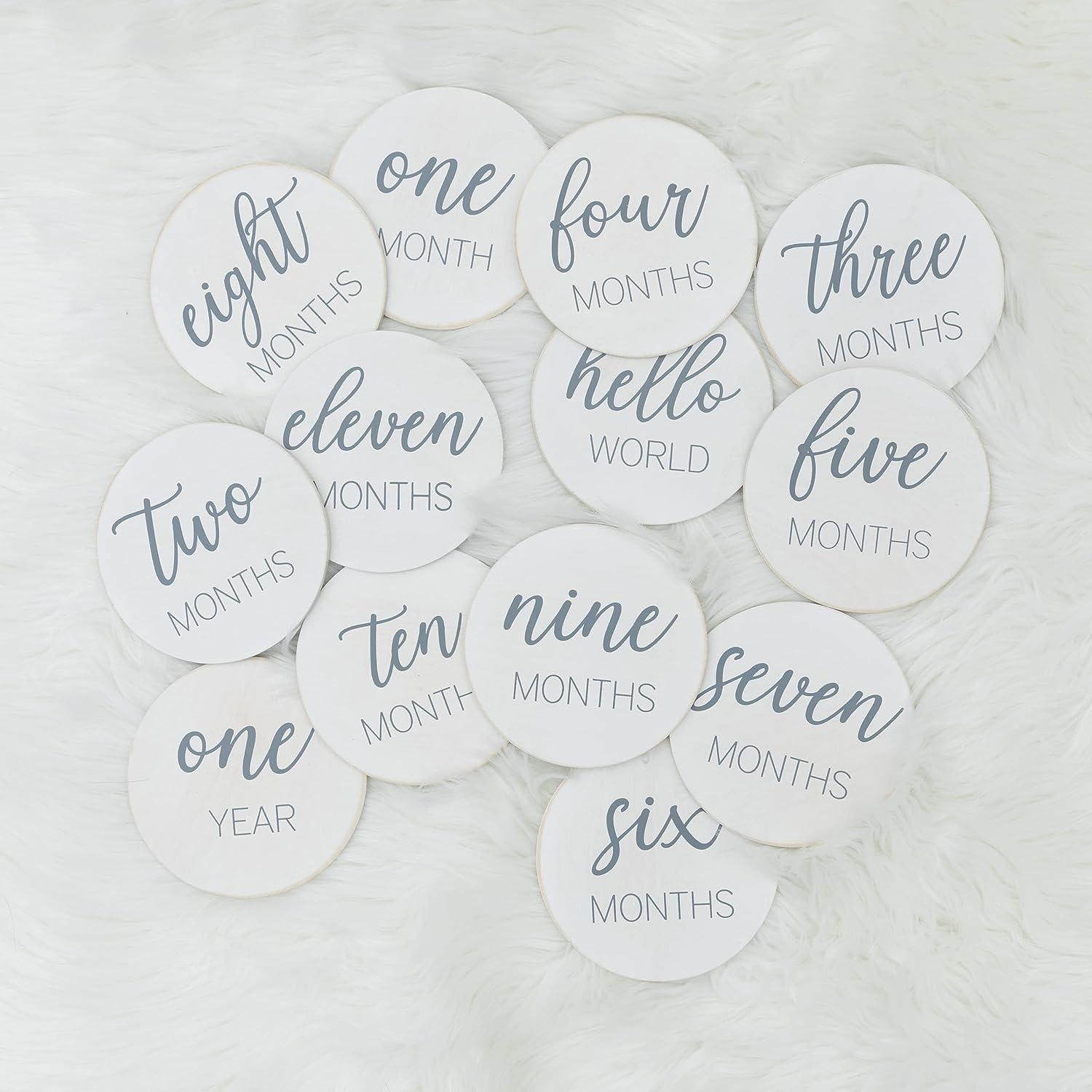 Natural Baby Milestone Discs - White Stain Wood Milestone Disc Set with ...