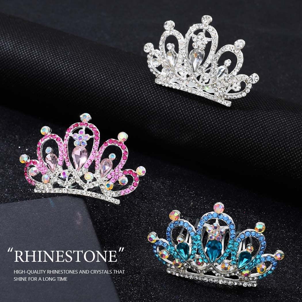 Brinie Mini Blue Crystal Tiara Bridal Hair Comb Clip - Princess Crown ...