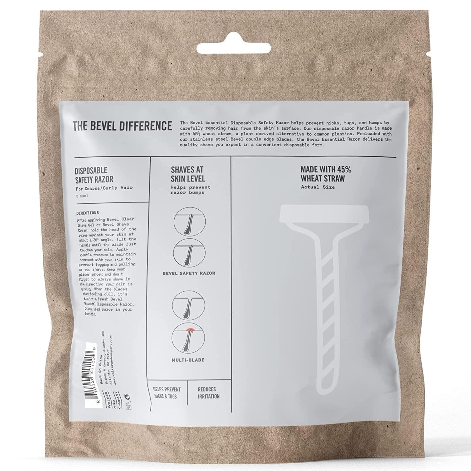 Bevel Essential Disposable Safety Razors for Men - Stainless Steel ...