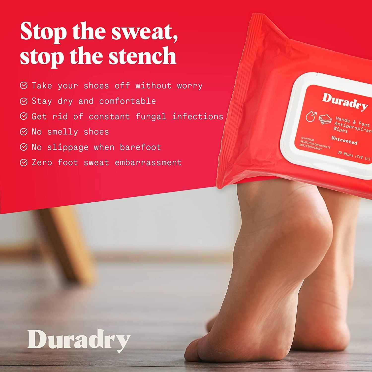 Duradry Antiperspirant Wipes - Maximum Strength for Hands & Feet ...