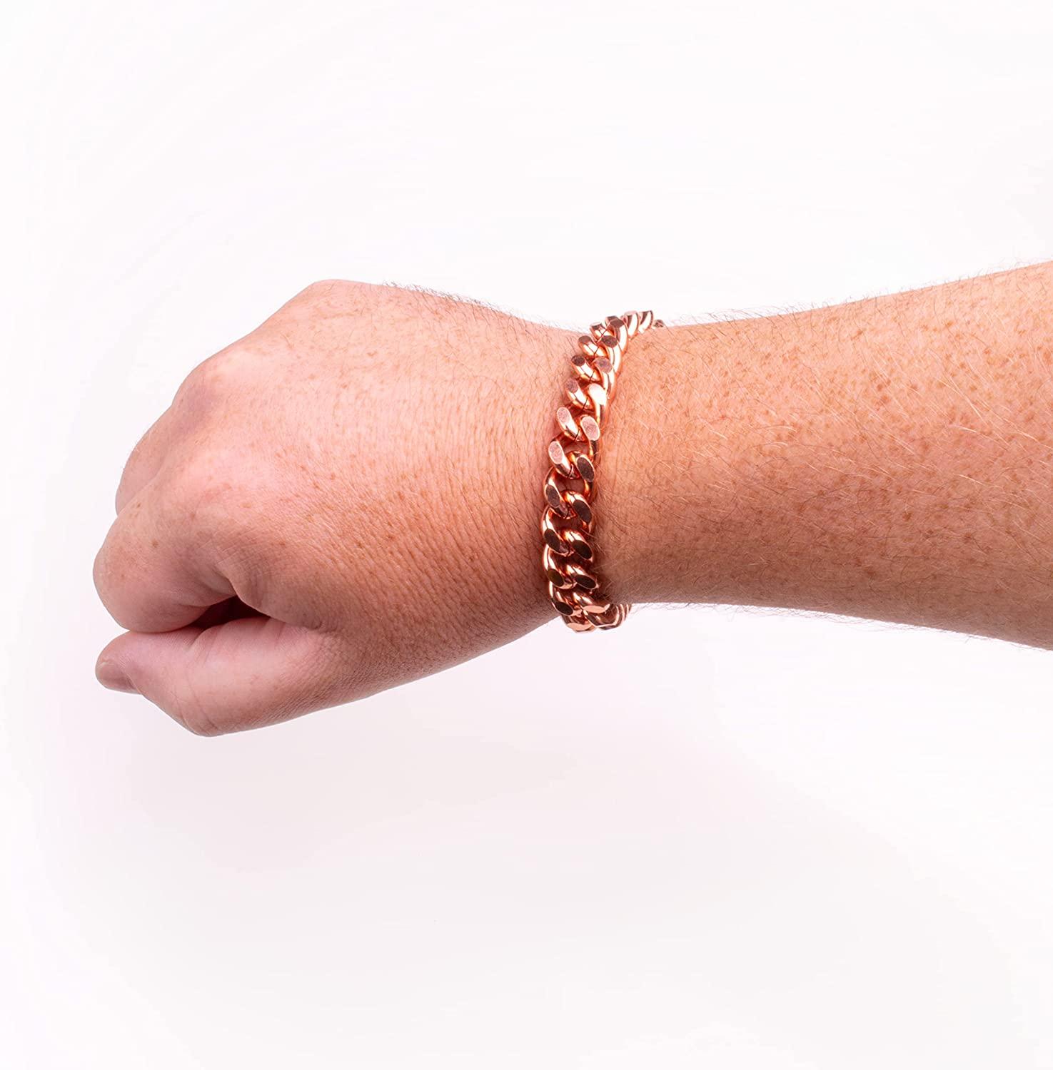 Apex Copper Bracelet Wide Link Size 9 Burnished Copper Folk Remedy for Joint Pain Arthritis Relief One Size Fits All