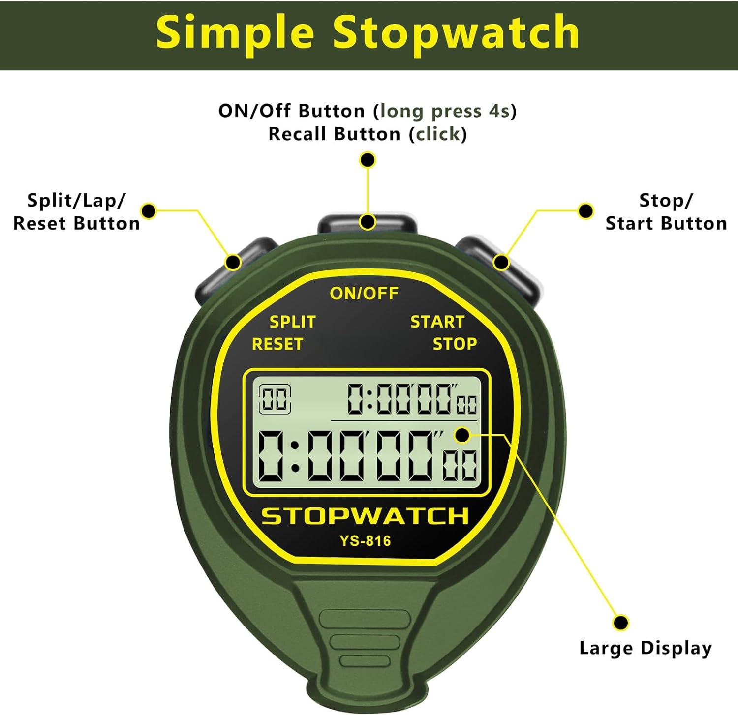 Buy Lighth Away Waterproof Stopwatch Timer - 30 Rounds Memory Large ...