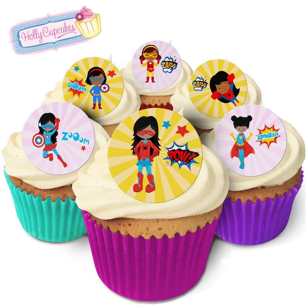 24 Fabulous Pre-Cut Edible Wafer Cake Toppers: Superhero Girls of ...