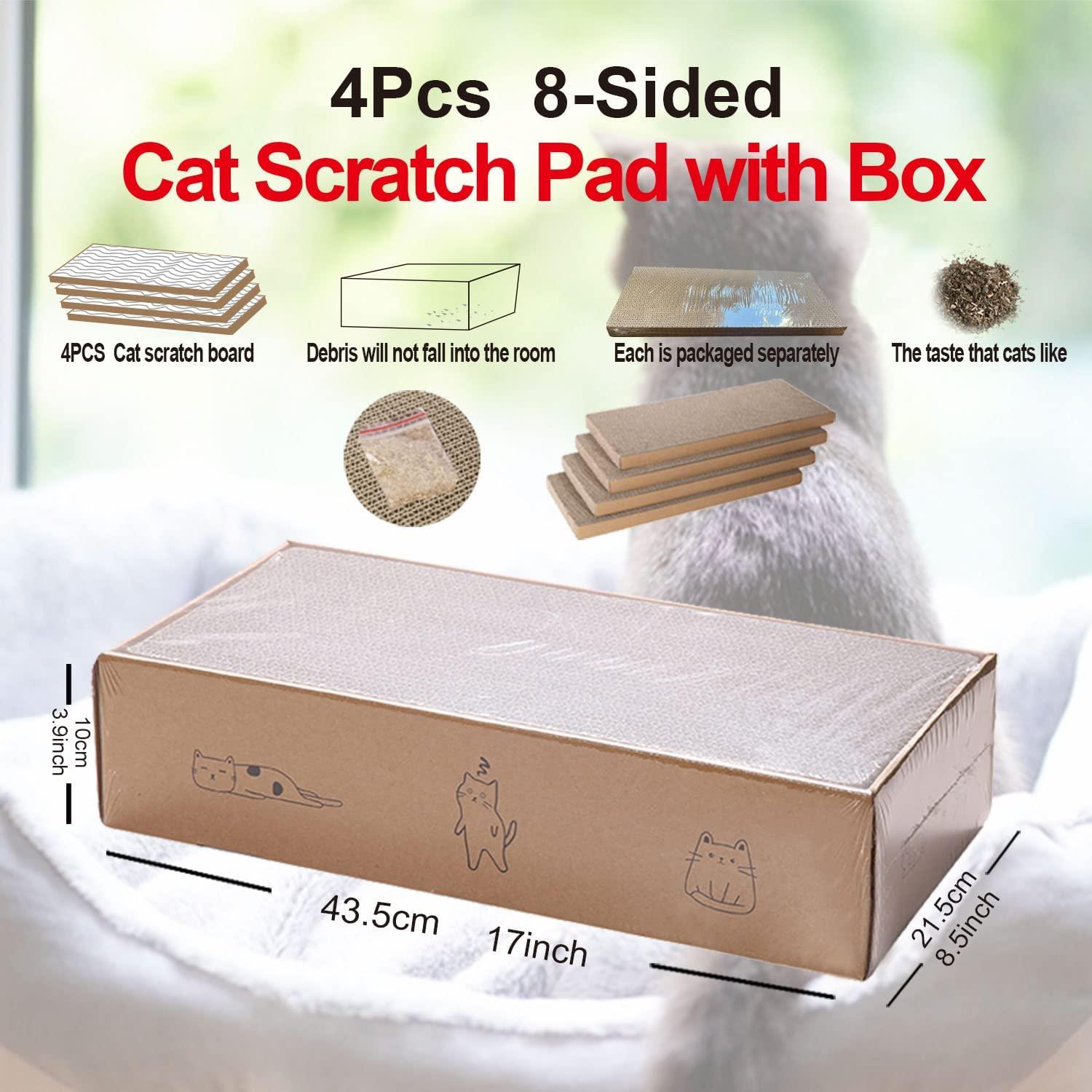 4-Pack Reversible Cat Scratch Pad | Durable Recyclable Cardboard | Rest ...