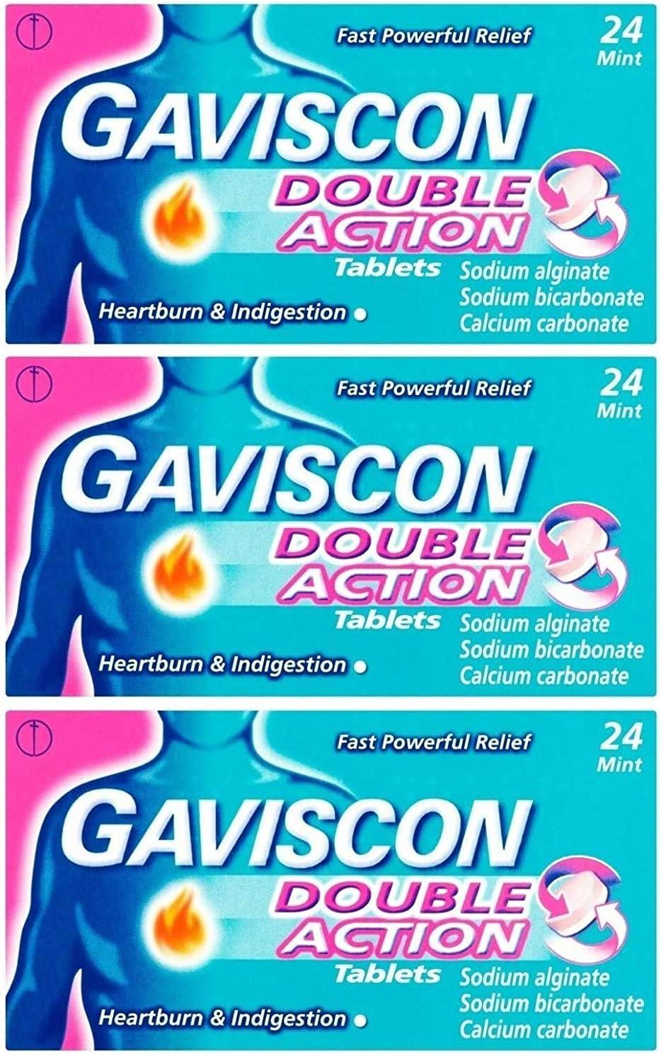 Gaviscon Double Action 72 Tablets (24x3) - Fast Relief for Heartburn ...