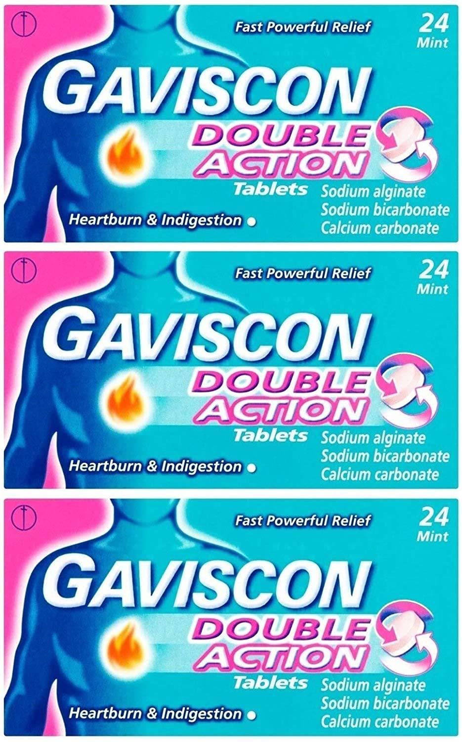 Gaviscon Double Action 72 Tablets (24x3) - Fast Relief for Heartburn ...