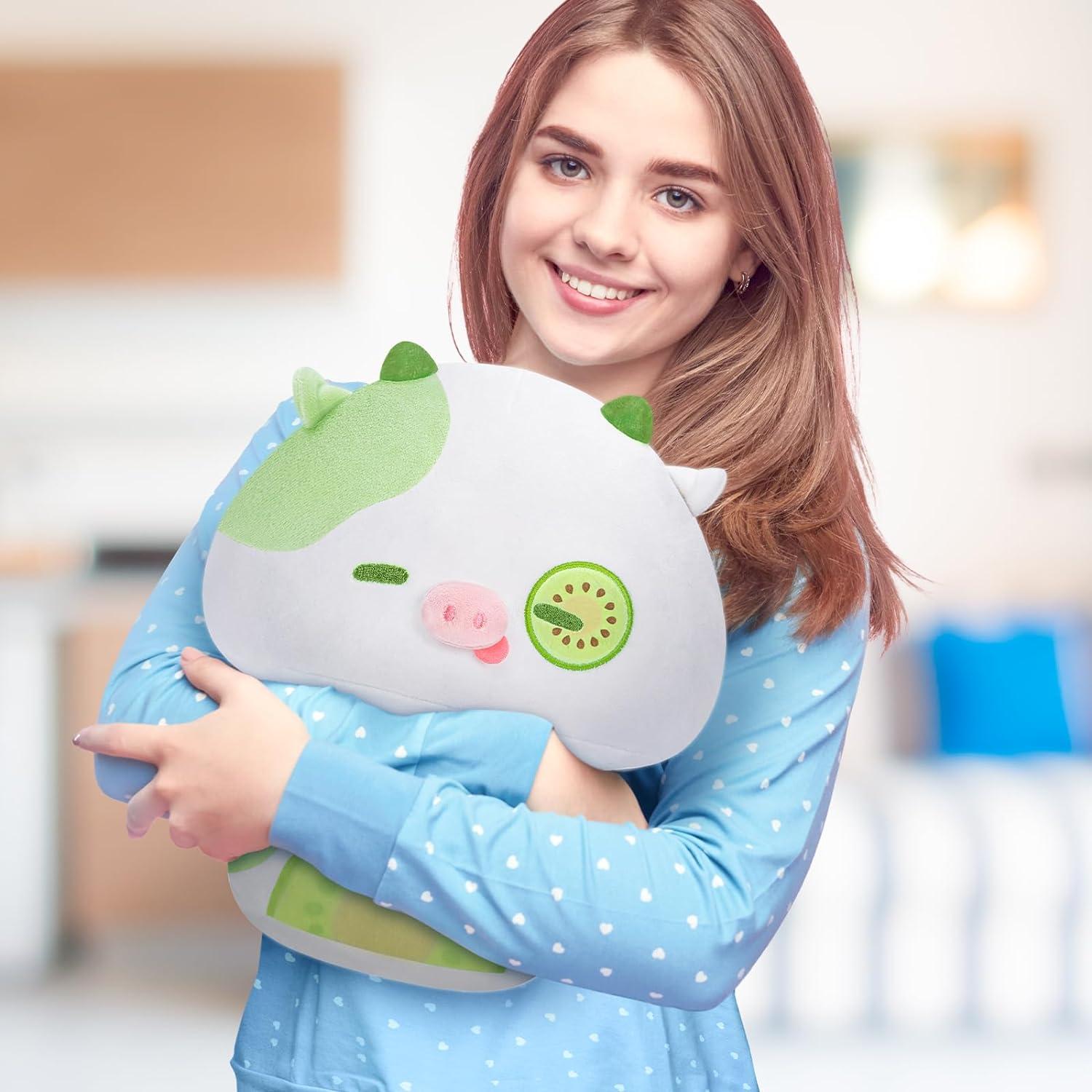 Mewaii 8'' Soft Kiwi Cow Mushroom Pillow Plush - Cuddly Green Cow Toy ...