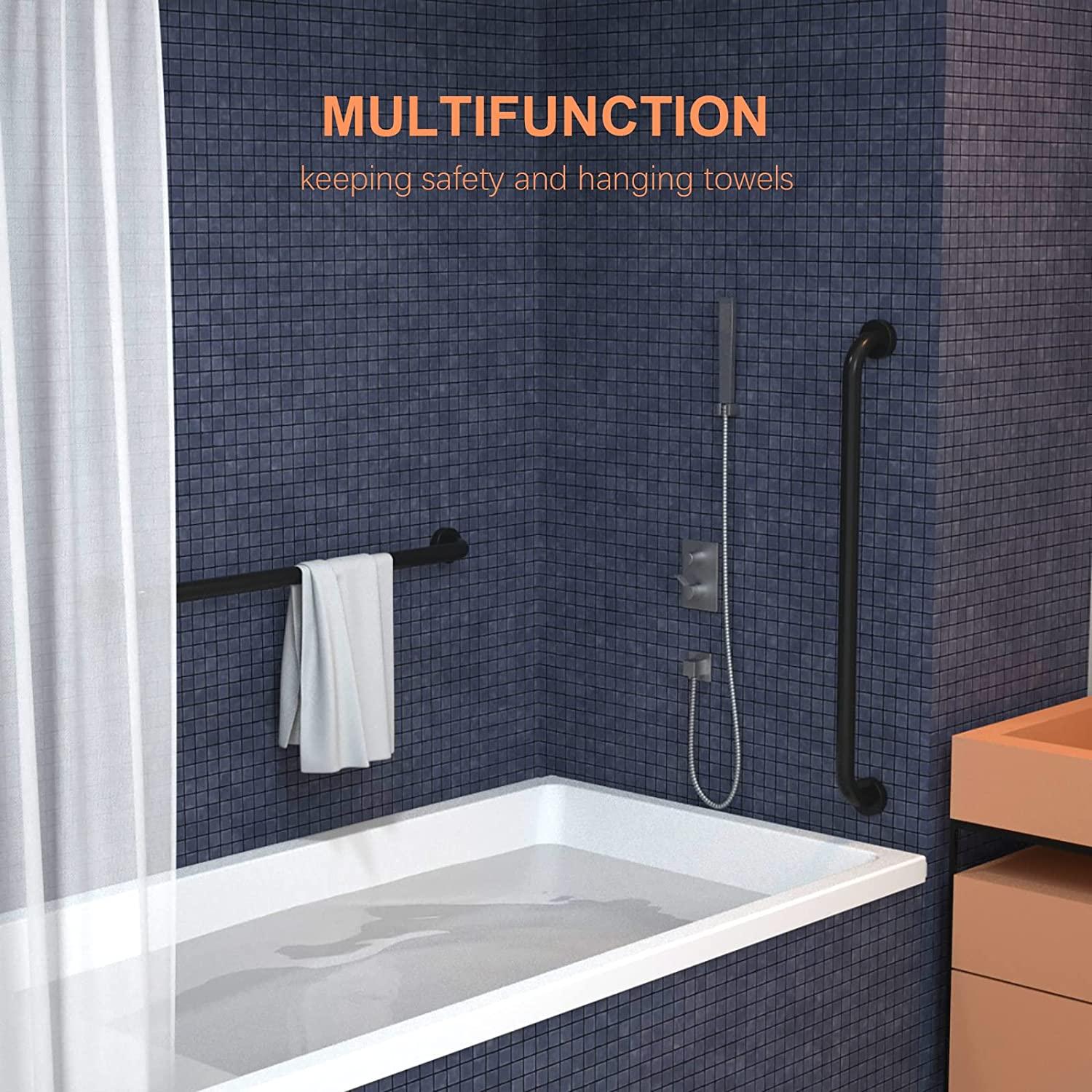 2 Pack 40 Inch Matte Black Stainless Steel Shower Grab Bar - Bathroom ...