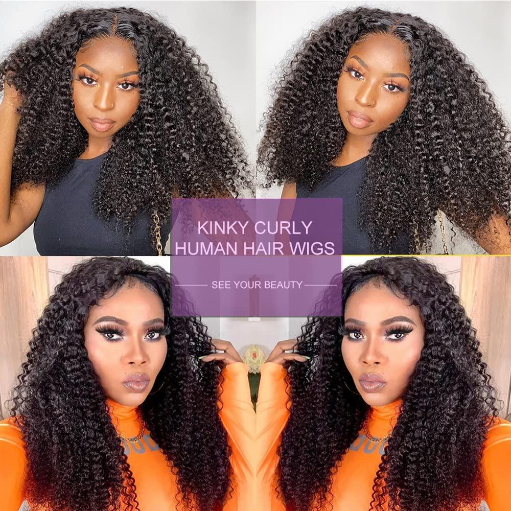 22 Inch Curly Lace Front Wig Human Hair 13x4 Pre Plucked with Baby Hair ...