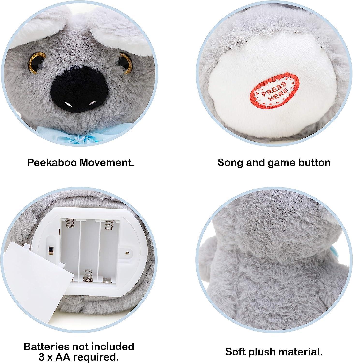 Toyland 30 cm Peekaboo Koala Plush Toy | Animated Singing Toy with ...