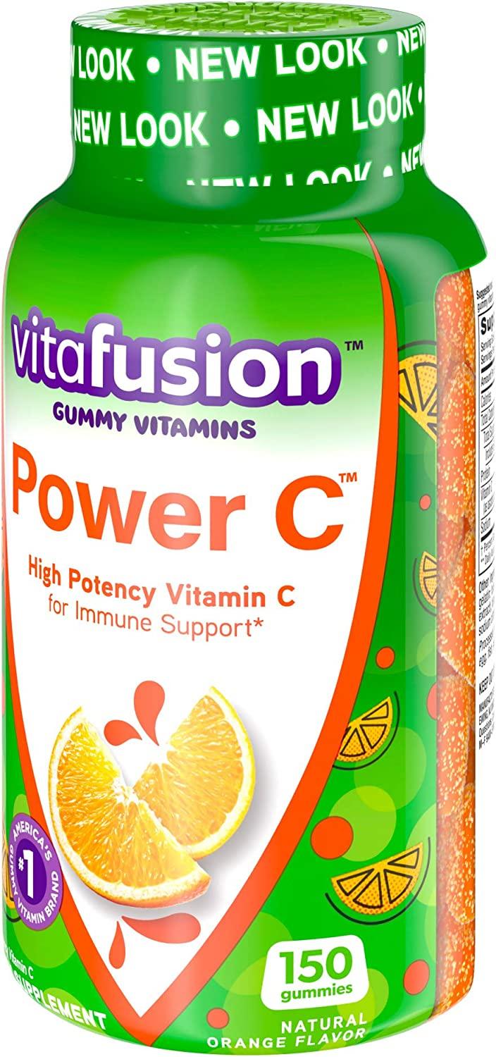 VitaFusion Power C Vitamin C Gummies - 150 High Potency Natural Orange ...