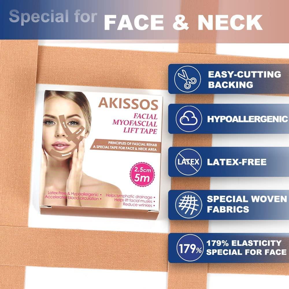 Akissos Facial Myofascial Lift Tape - Face & Neck Firming Belts, Anti ...
