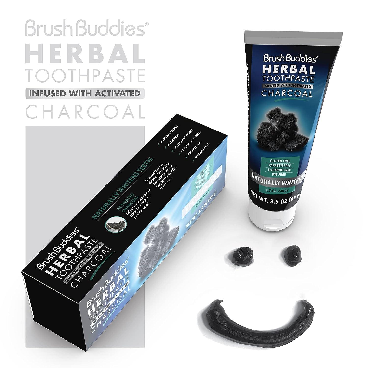 Brush Buddies Herbal Toothpaste with Activated Charcoal - Whitening ...
