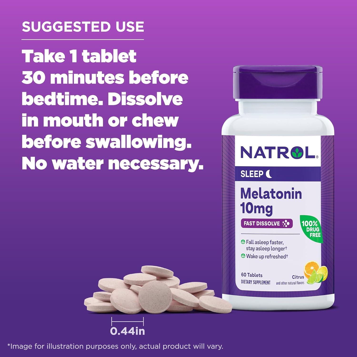 Natrol Melatonin 10mg Fast Dissolve Tablets - Sleep Aid, Citrus Punch ...