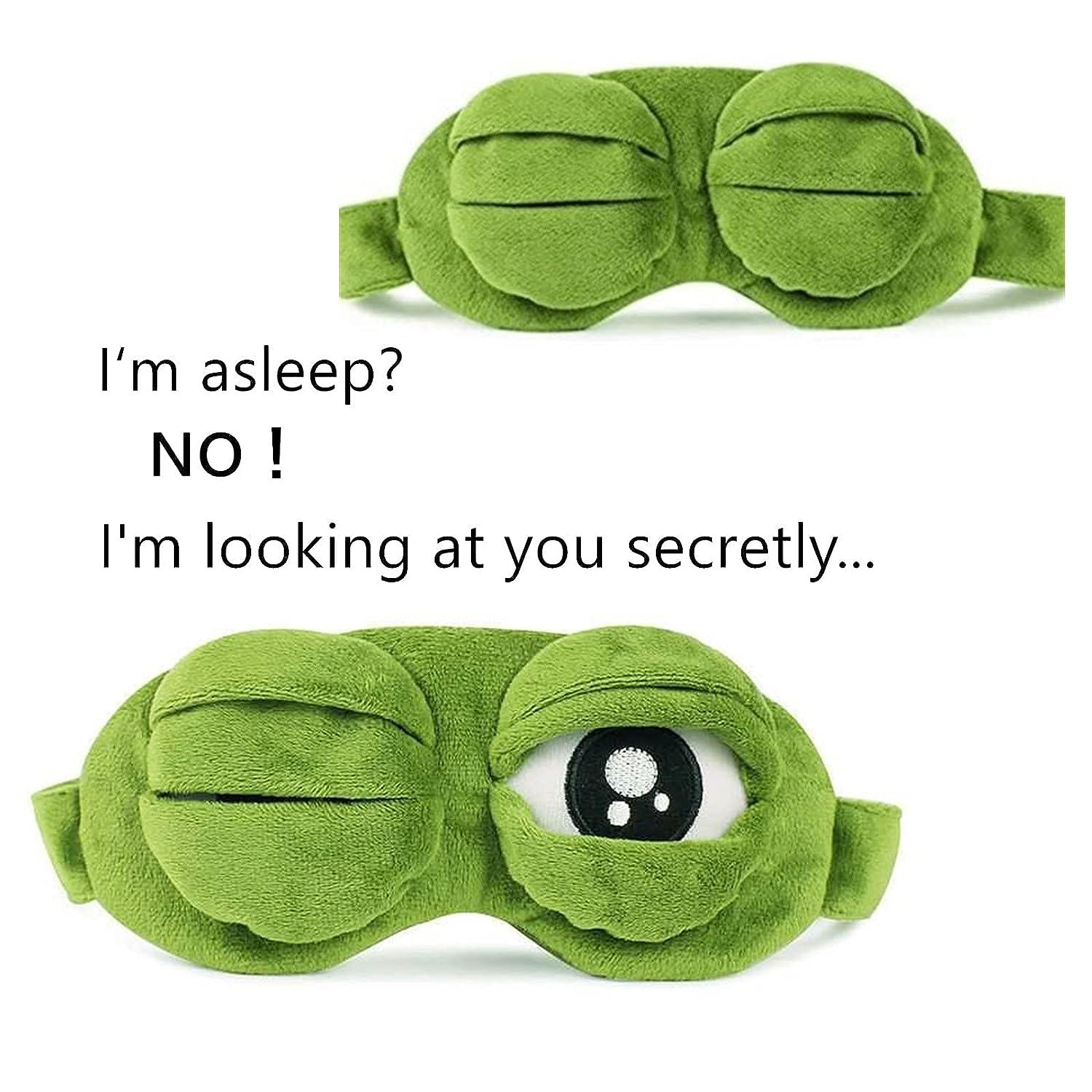 BUMSUFON Sad Frog Sleep Mask for Women - Green | Soft Comfort Eye Shade ...