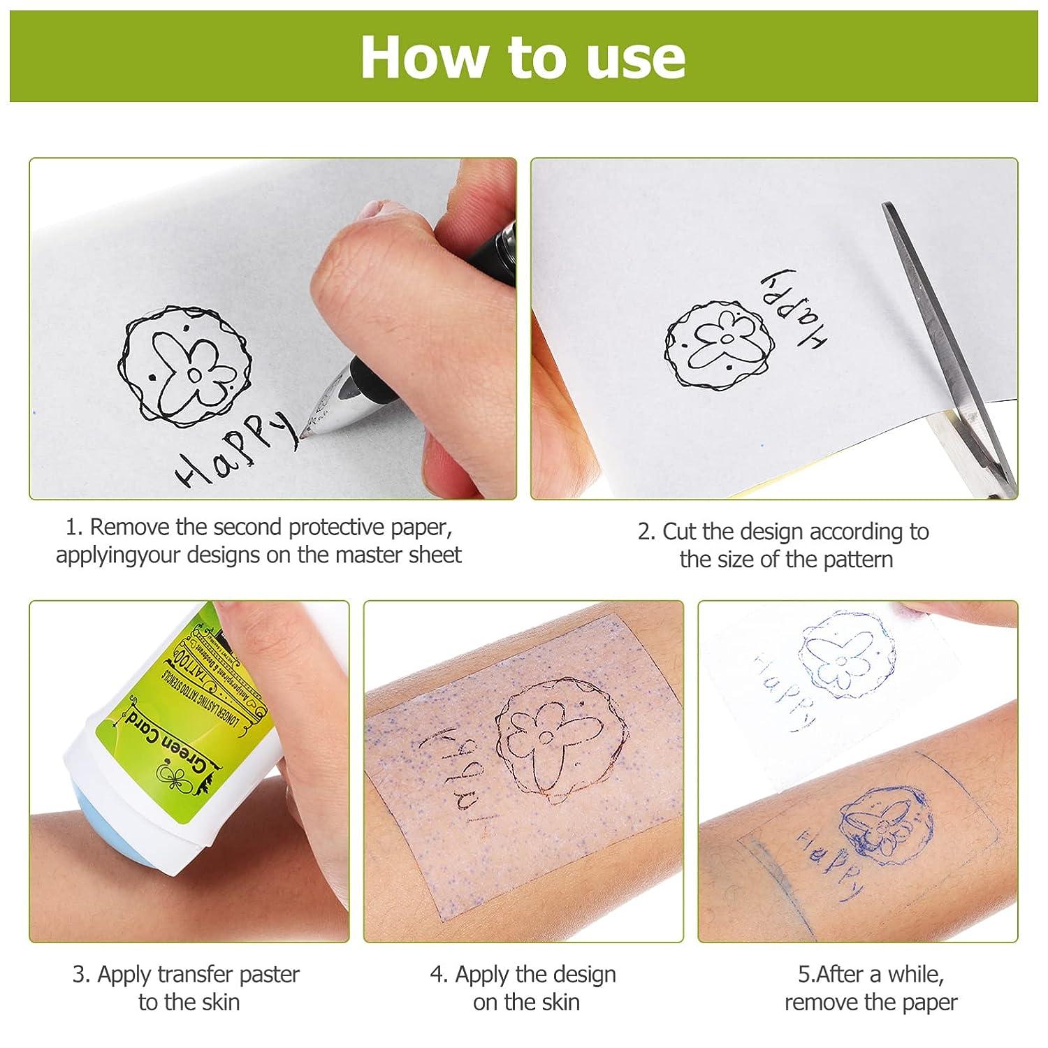 Healeved Tattoo Transfer Paper and Gel Set with Cream Gel and 50 ...