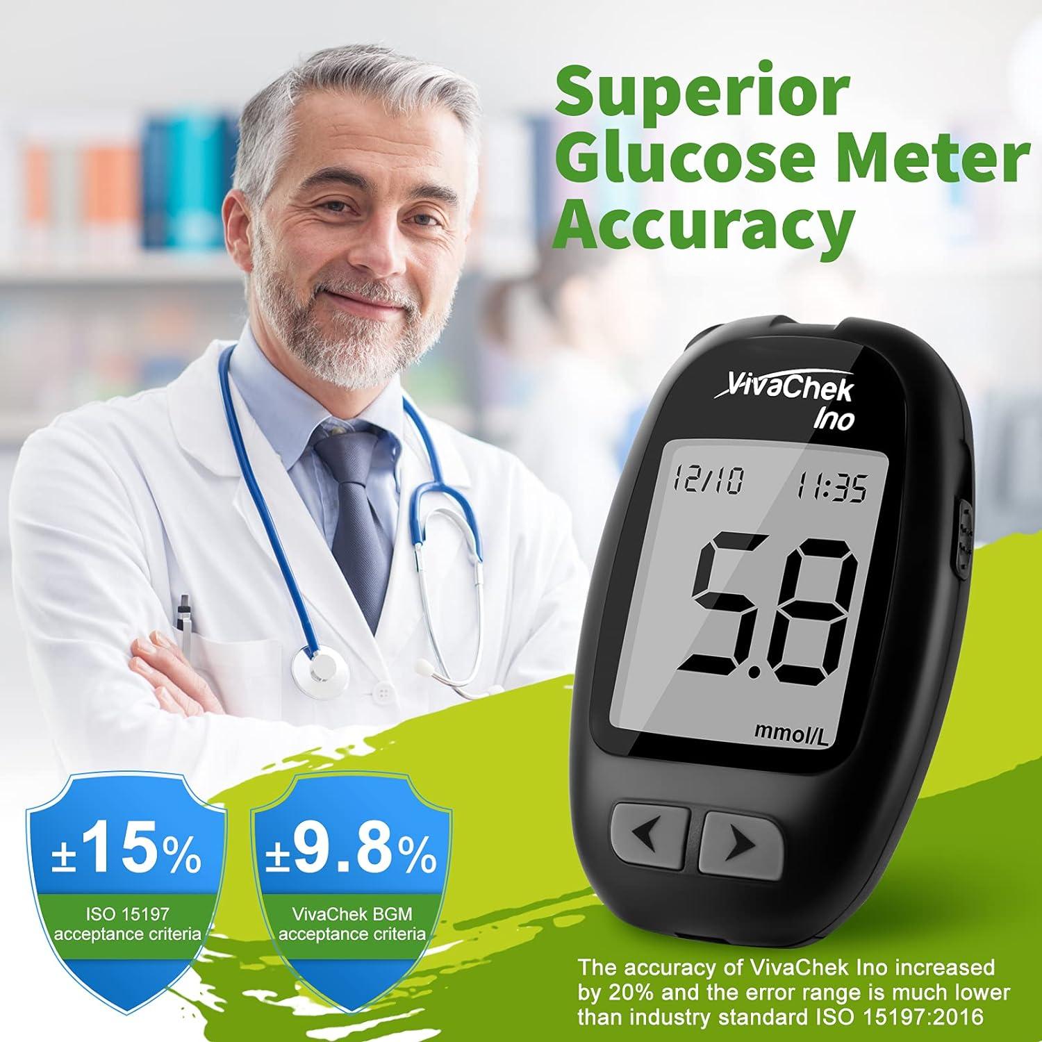 VivaChek Ino Blood Glucose Monitor Kit 2022 Upgrade | MicroUSB Data ...