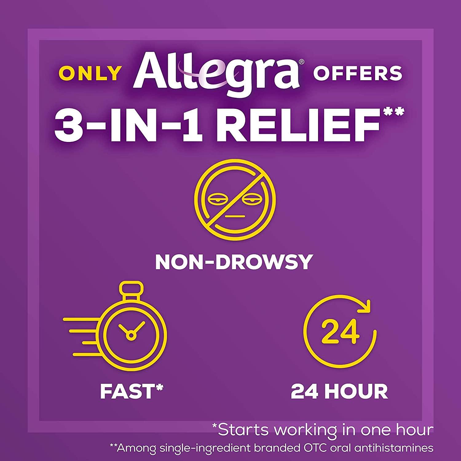 Allegra Adult Non-Drowsy Antihistamine Tablets 30-Count - 24-Hour ...