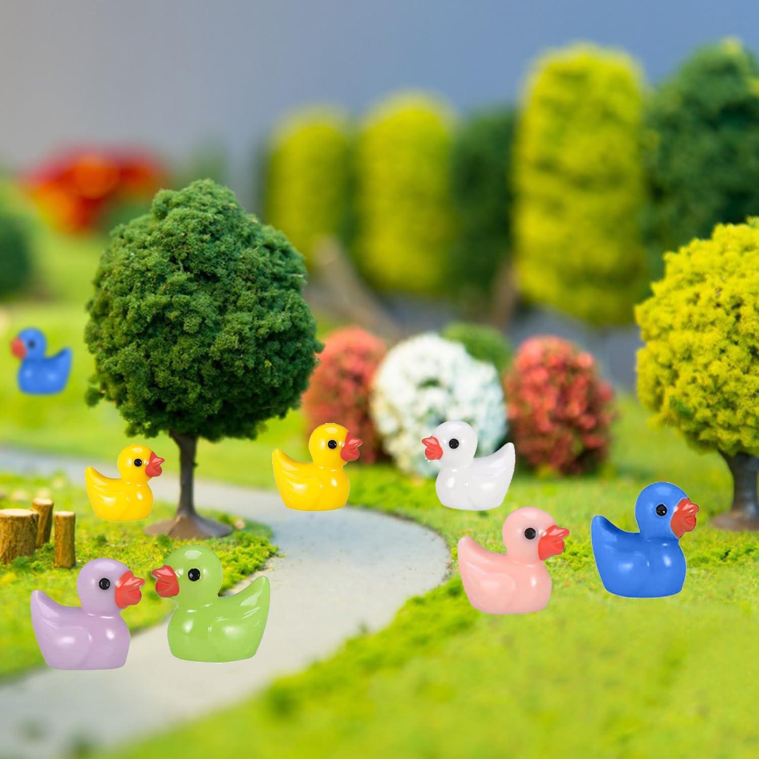 Movstriker 100Pcs Mini Resin Ducks Multicolor Tiny Ducks Landscape ...