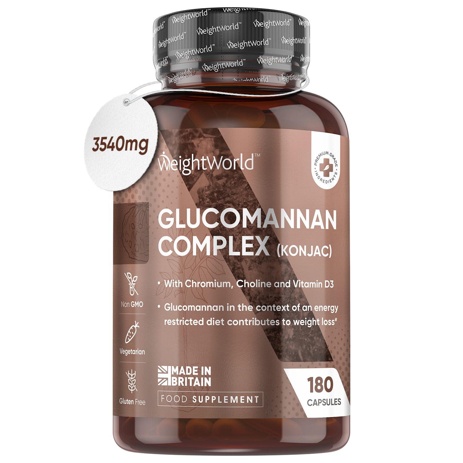 Konjac Root Glucomannan Capsules with Chromium and Essential Vitamins - 180 Capsules ...
