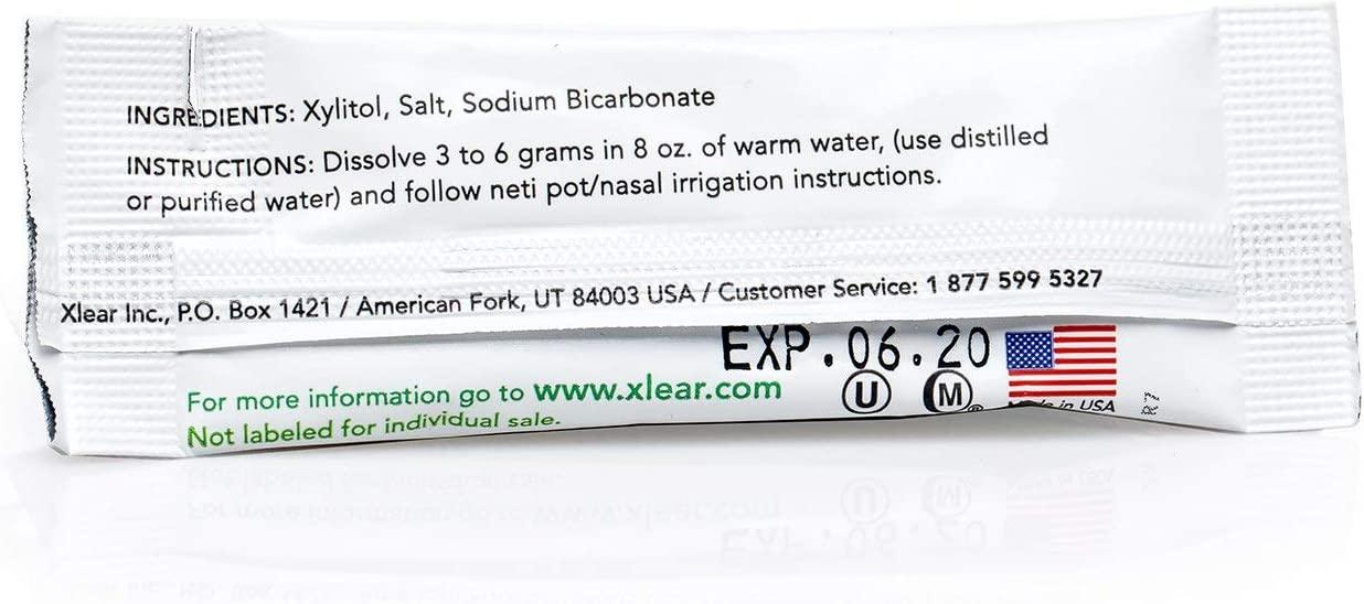 Xlear Natural Neti Pot Sinus Rinse Packets - 50 Count Saline Nasal ...