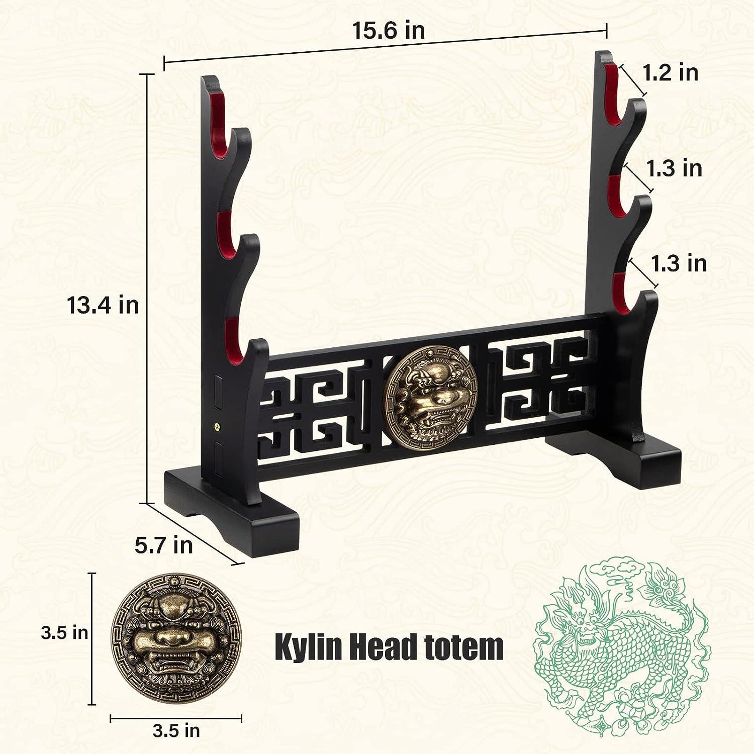 Ekkhysis Kylin Sword Stand 3-Tier Padded Hook Katana Stand Holder ...