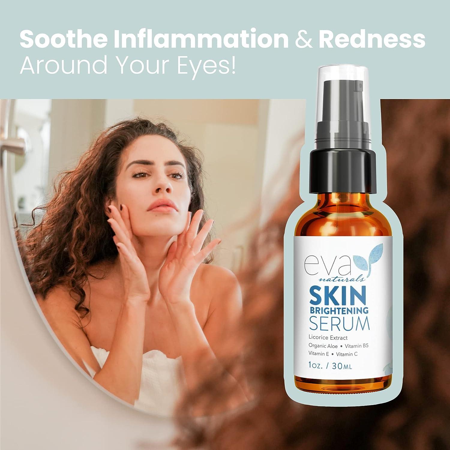 Eva Naturals 1oz Licorice Extract Brightening Serum - Dark Spot Corrector with CoQ10, Peptides ...