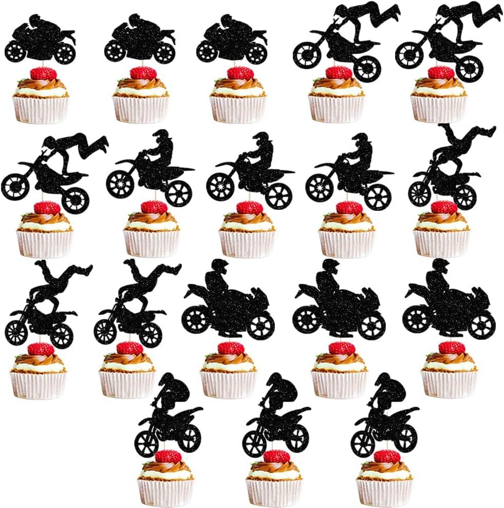 Bejotaa 20Pcs Motorcycle Cupcake Toppers Scooter Cupcake Toppers ...