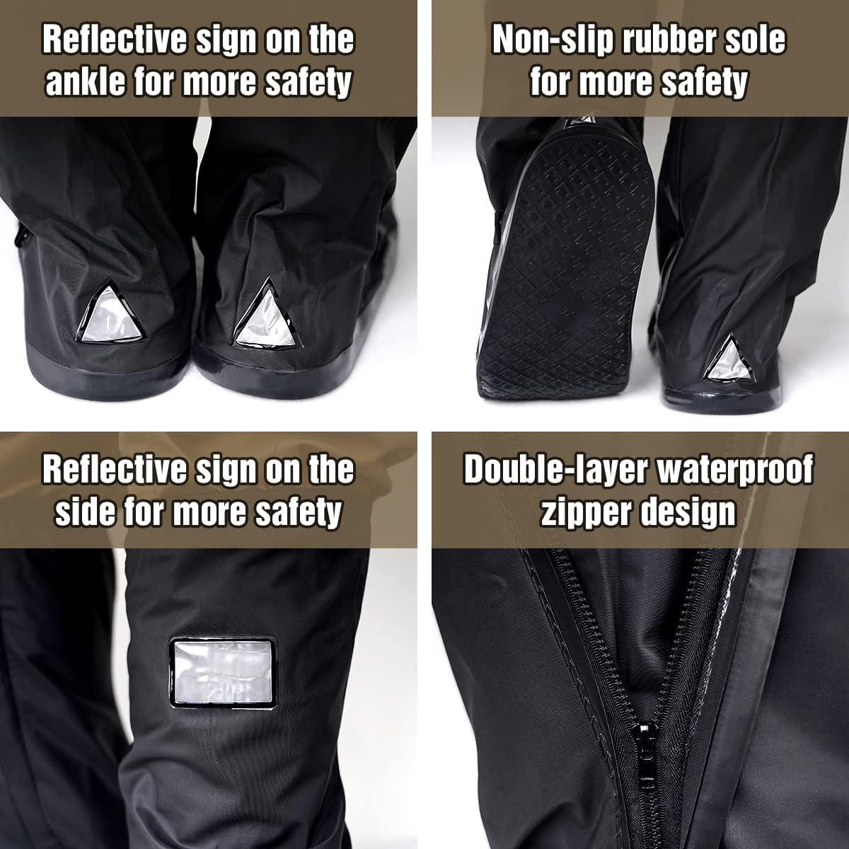Unisex Waterproof Non-Slip Rain Boot Covers - Black | Reflective ...