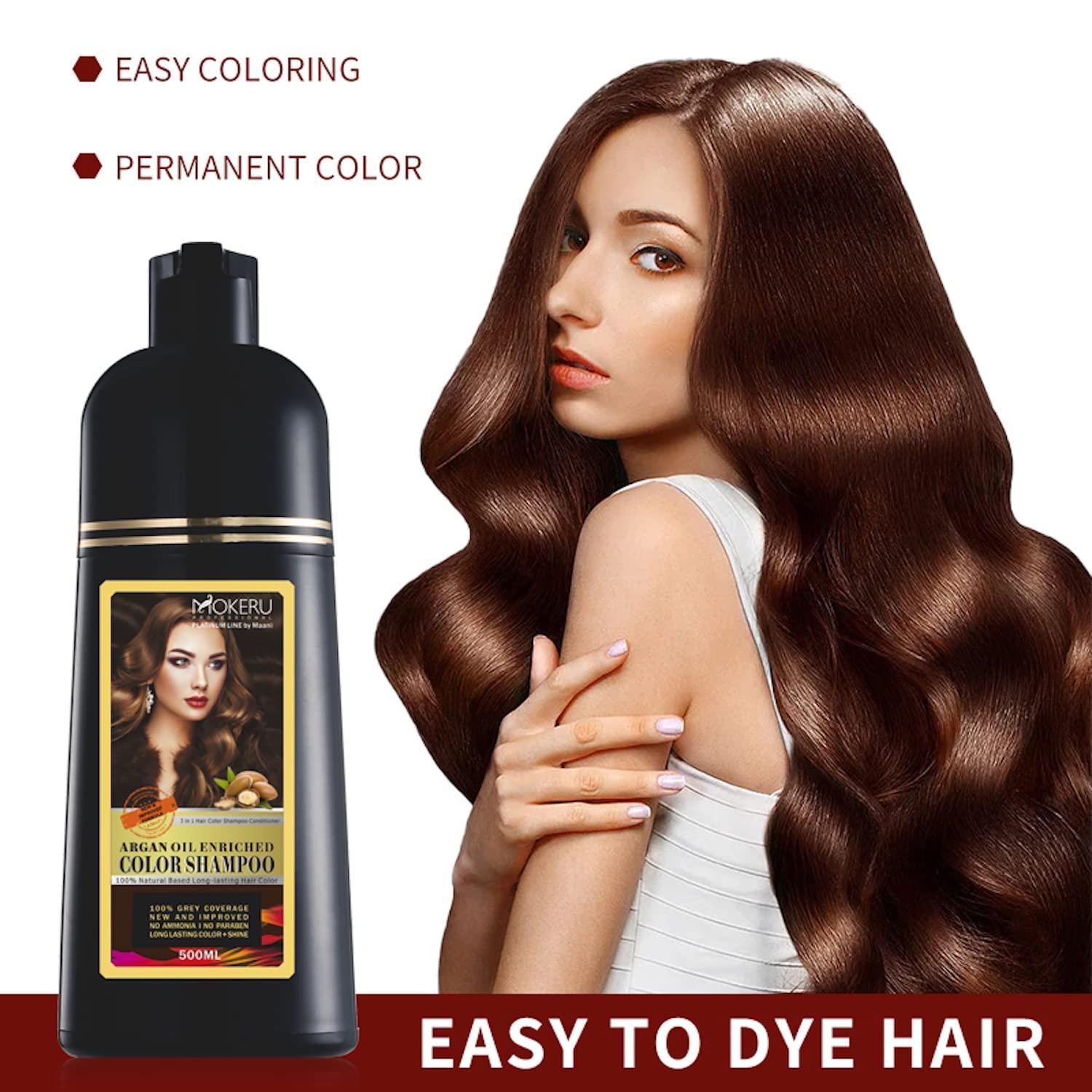 Mokeru Professional Argan Oil Color Shampoo Dark Brown 500ml - Long ...