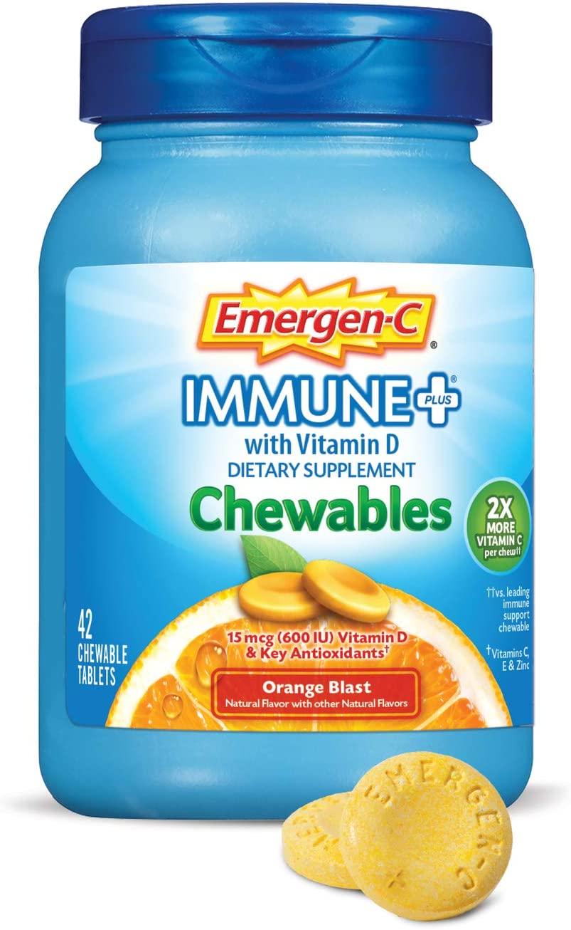 Emergen-C Immune+ Chewables - 1000mg Vitamin C with Vitamin D Tablets ...