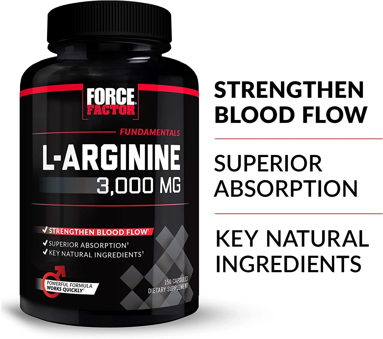 Force Factor L-Arginine Nitric Oxide Supplement 3000mg - 150 Capsules ...