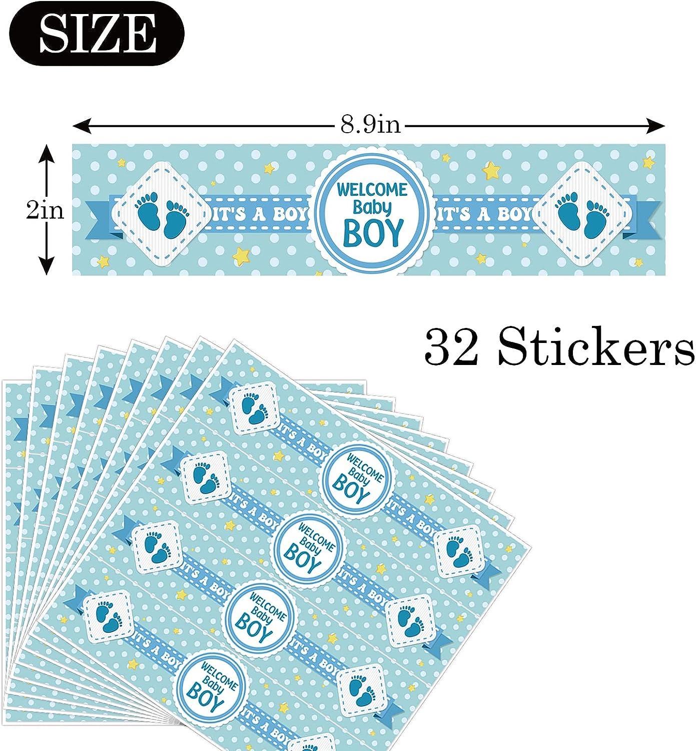 Welcome Baby Boy Water Bottle Stickers - Gender Reveal Wrappers - It's ...