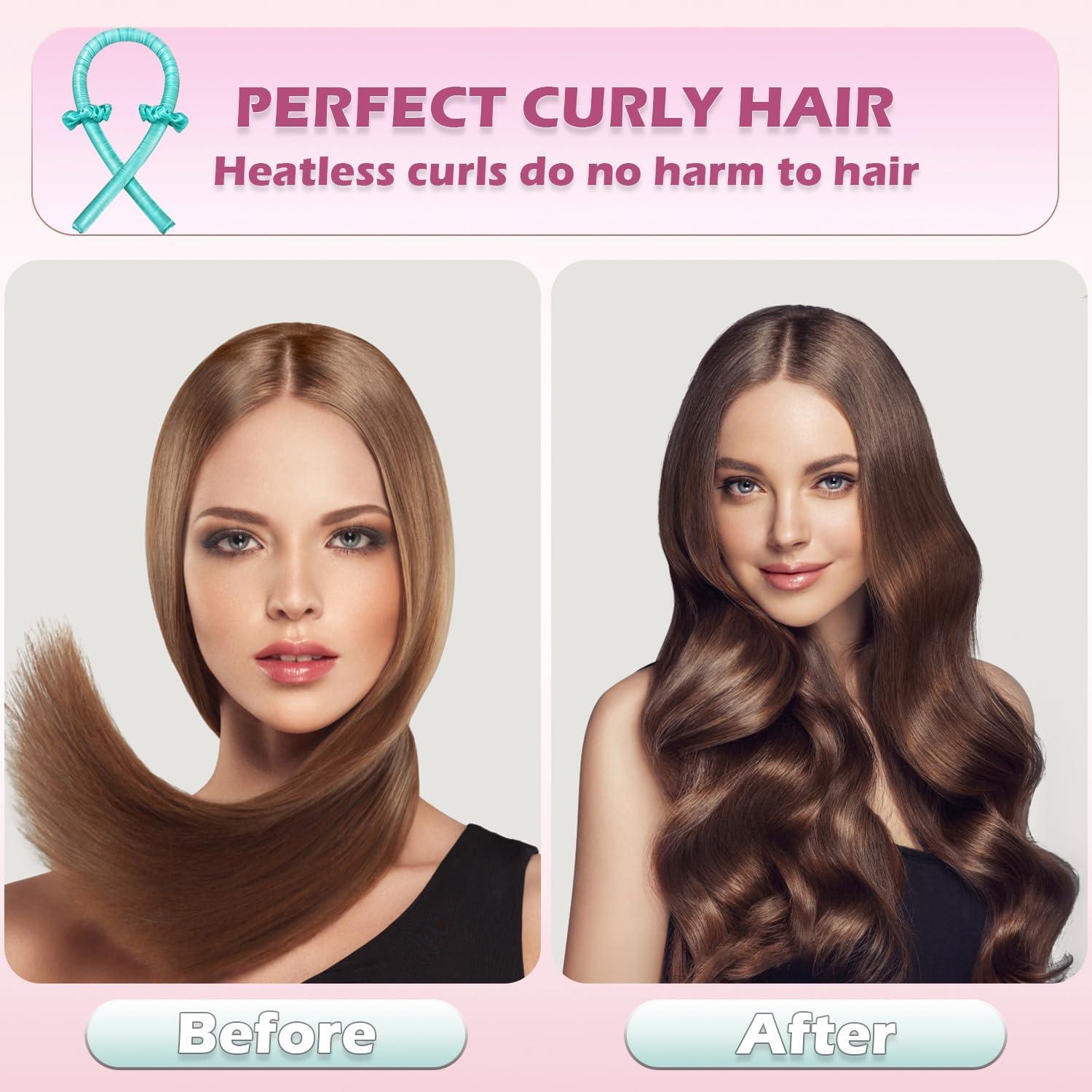 Silk Heatless Curlers Headband for DIY Long Hair Styling - No Heat ...