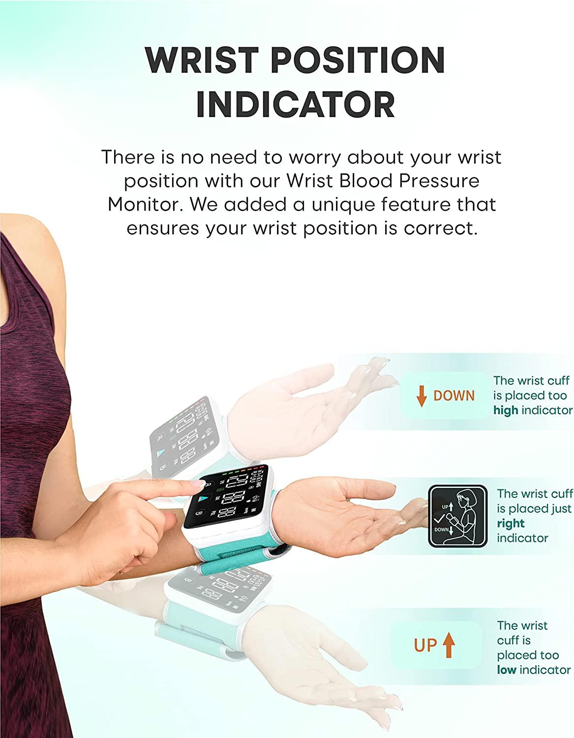 2022 Rechargeable Wrist Blood Pressure Monitor with Large LED Display ...