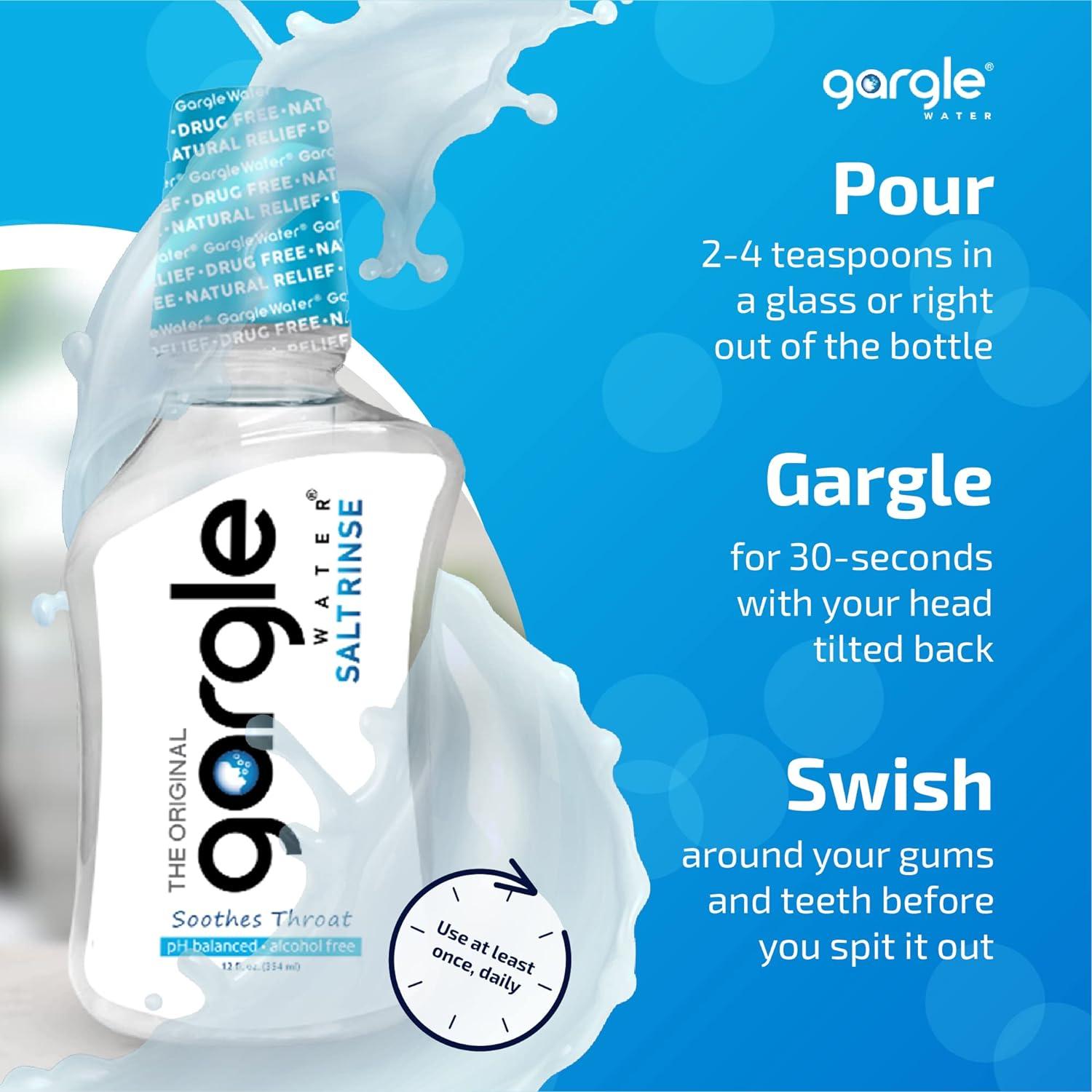 Natural Saline Gargle Water Mouthwash 12 fl oz - Soothes Dry Sore ...