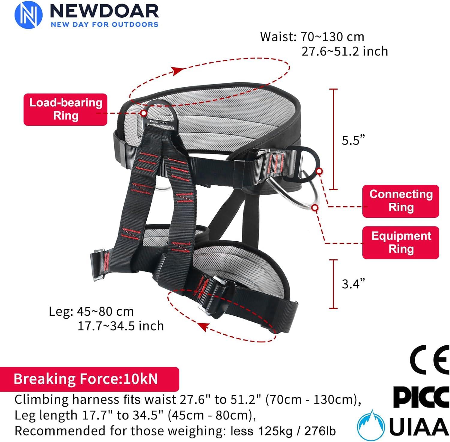 Newdoar UAIA & CE Certified Black Climbing Strap | Professional Half ...