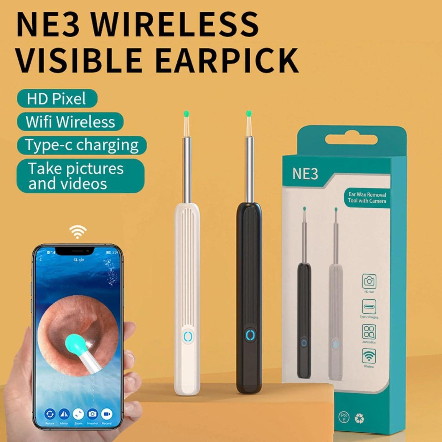 NE3 Wireless Smart Visual Ear Cleaner Otoscope Ear Wax Removal Tool Kit ...