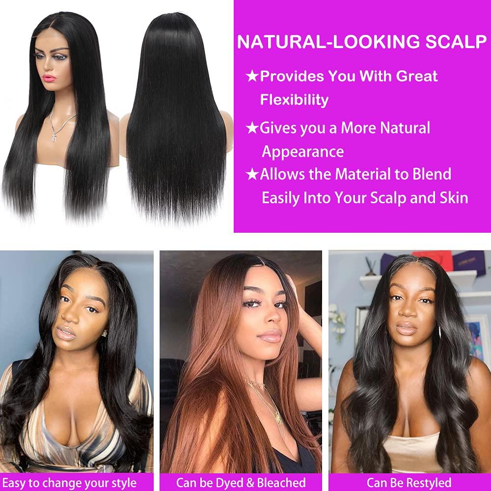 30 Inch Straight Lace Front Human Hair Wig | Pre Plucked 4x4 Closure ...