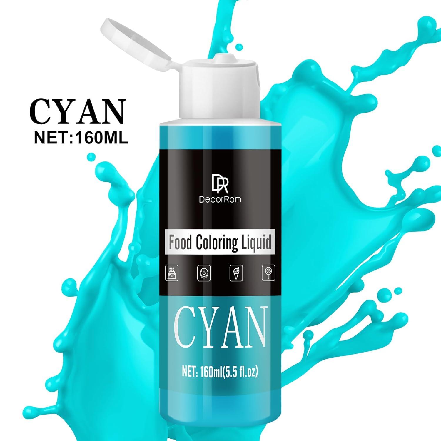 Buy Cyan Food Coloring - 160ml Liquid Concentrated Colors for Baking ...