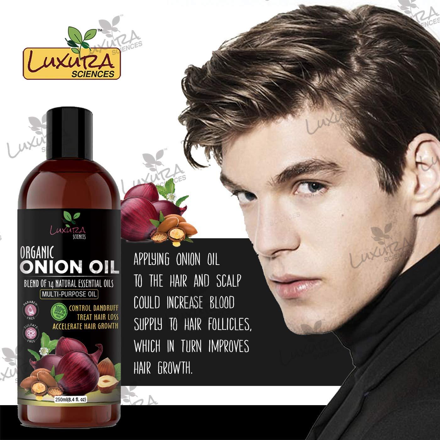 Luxura Sciences Onion Hair Oil - 100% Pure & Natural | 14 Essential Oils | 250ml - Boost Hair ...